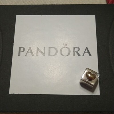 Authentic Pandora I Love You Sterling Silver + 14kt gold Cube Charm 925 ...
