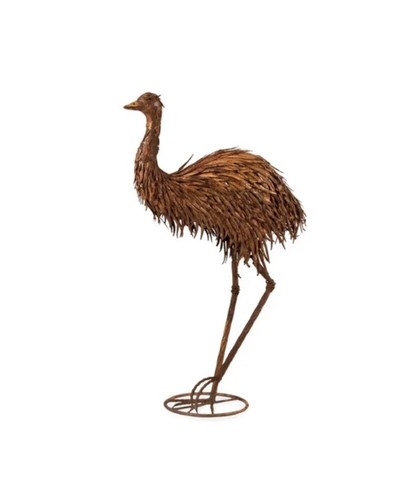 Metal Australian Emu Garden Ornament Bird Sculpture Statue Rustic Brown ...