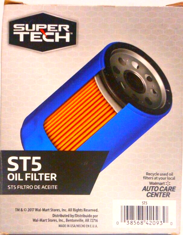 Super Tech ST5 Oil Filter 10,000 Mile Protection Made In USA Free ...