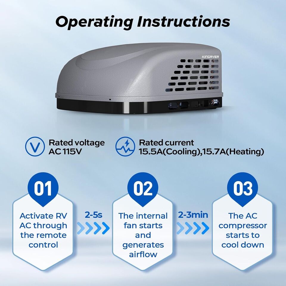 RV Air Conditioner COOLING Rooftop Non-Ducted 15K BTU Camper AC Unit ...