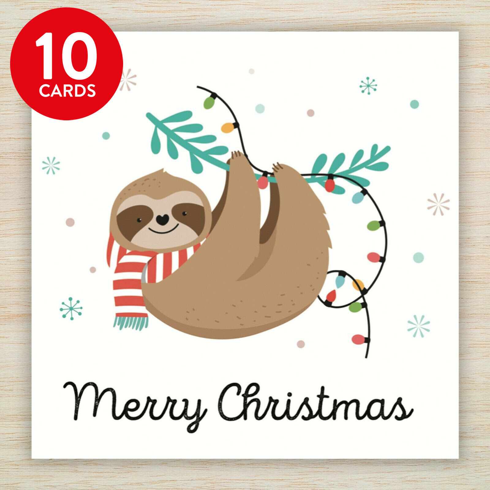 Cute Sloth Christmas Cards & Packs Merry Sloth Three Toed Sloth Xmas ...