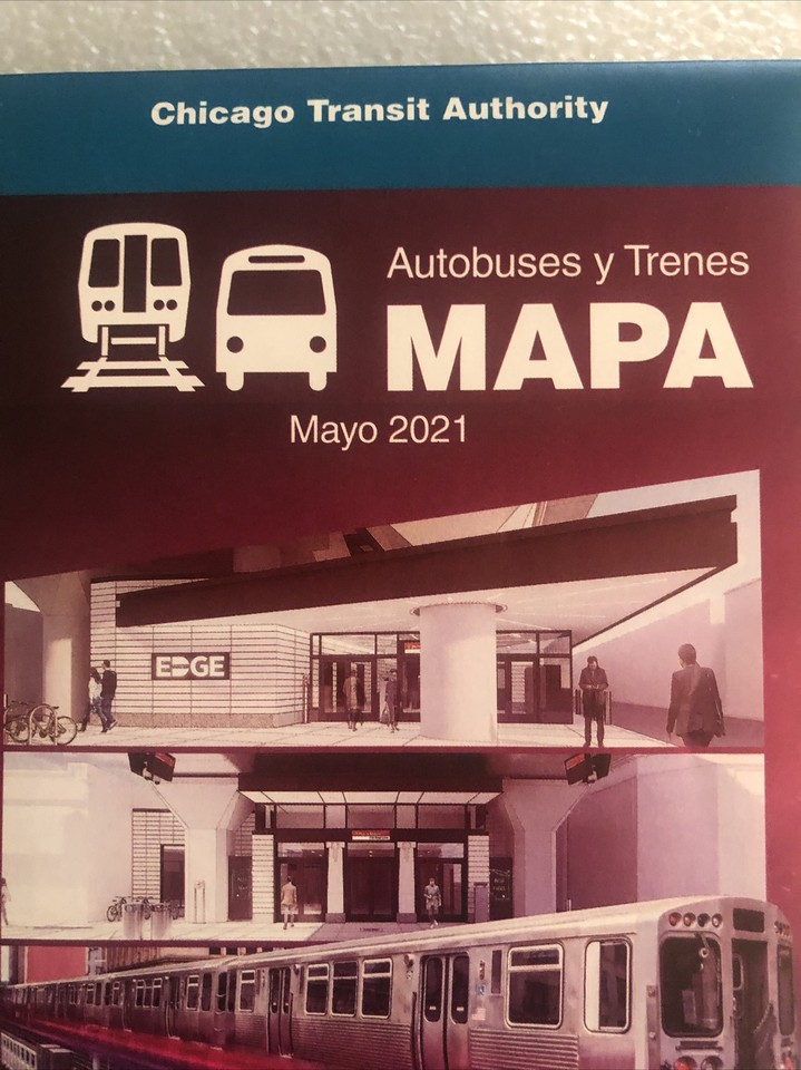 2021 CHICAGO TRANSIT AUTHORITY CTA BUS and RAIL MAP (RARE) SPANISH ...