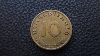 10 pfenning 1938 E Coin Rare Old WWII Antique Germany 3rd Reich SS Nazi ...
