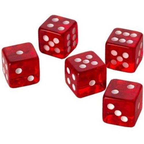 Red Clear Dice Standard 5 Pack 19mm Casino Vegas Gambling Party Event ...