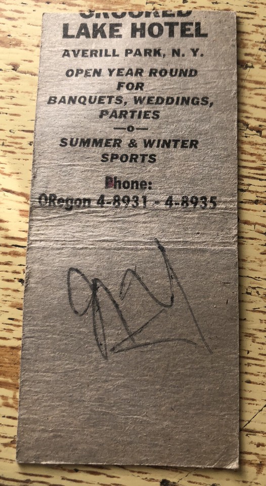 1950s-60s Crooked Lake Hotel and Motel Matchbook Cover Averill Park New ...