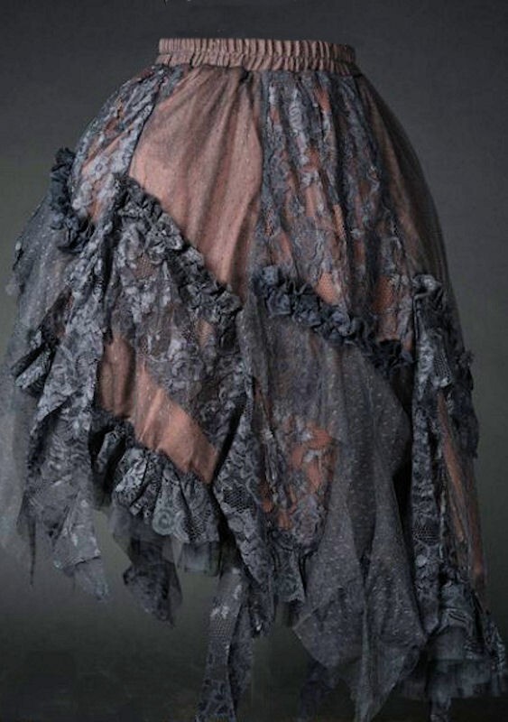 Gothic Burlesque Steampunk Ruffle-Skirt Rock Ginger braun-schwarz neu ...