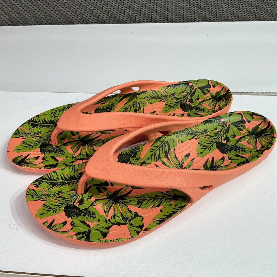 Women's Crocs Size 10 Tropical Leaf Print Flip Flops | eBay