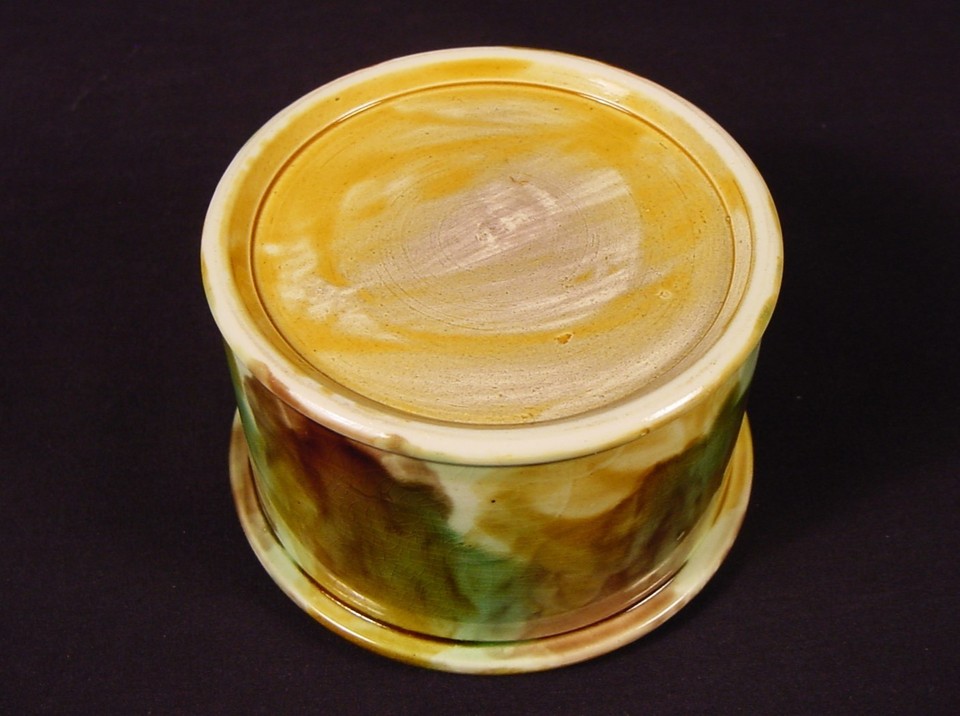 RARE 1750s WHIELDON WARE INKWELL GREEN & BROWN GLAZE YELLOW CREAMWARE ...