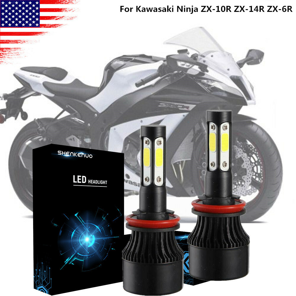 2x H9 H11 LED Headlight Bulbs Motorcycle for Kawasaki Ninja ZX-10R ZX ...