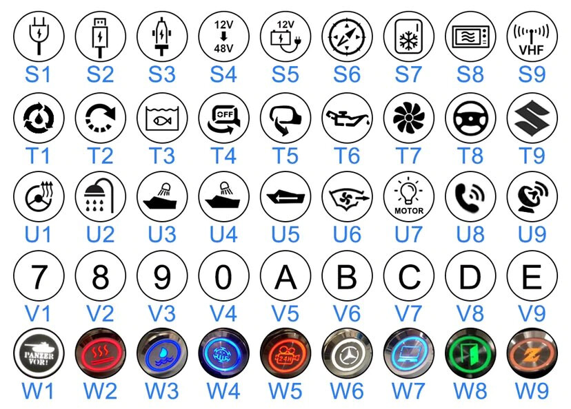 Custom Metal Push Button Switch Start Stop LED Light For Car Fog Switch ...