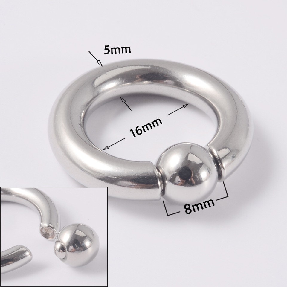 4PC Easy Fit Large Gauge BCR 3-12mm Heavy CBR Ball Closure Ring PA ...