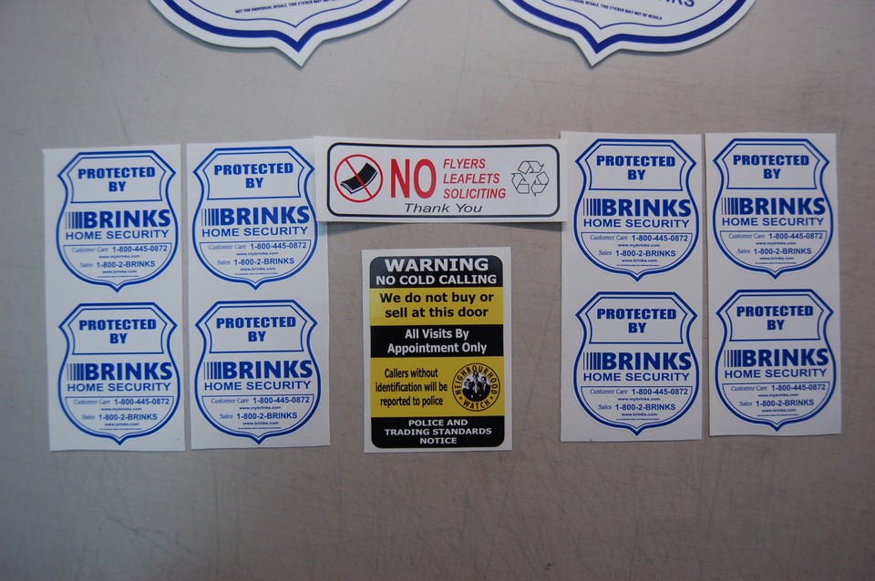 4 x BRINKS BURGLAR BUSTER 2 yard sign 8 +2 bonus sticker HOME SHOP ...