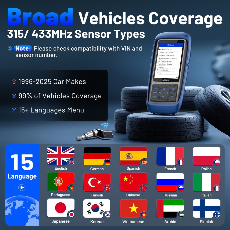 XTOOL TP150 Tire Sensor TPMS Relearn Tool TPMS Sensor Activate/Reset ...