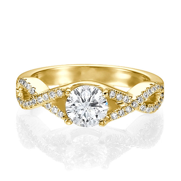 1 CT Real Diamond Engagement Ring Round Cut H/SI2 14K Yellow Gold ...