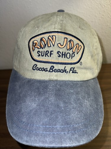 Ron Jon Surf Shop Cocoa Beach FL Olive Hat Cap w Blue Bill Leather ...