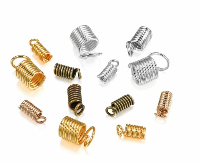 10 PCS 3/4/5mm Coil Cord Spring Necklace Bracelet Leather Ends Cap ...