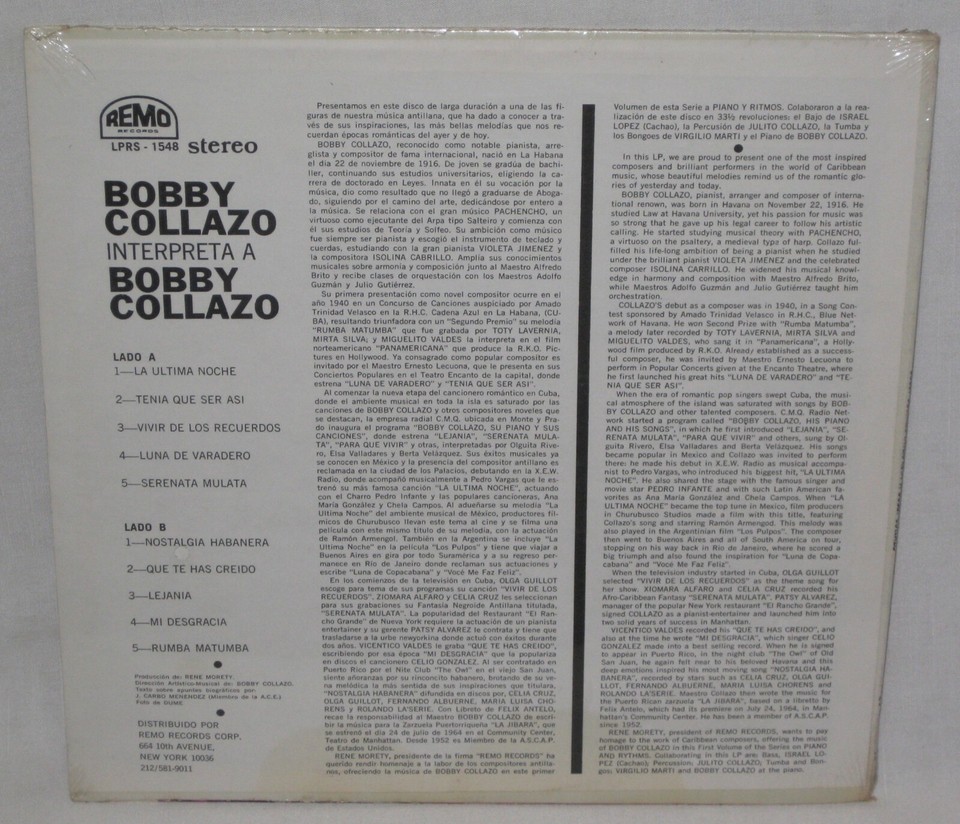 Bobby Collazo Interpreta A SEALED Vinyl Record Remo LPRS 1548 Latin ...