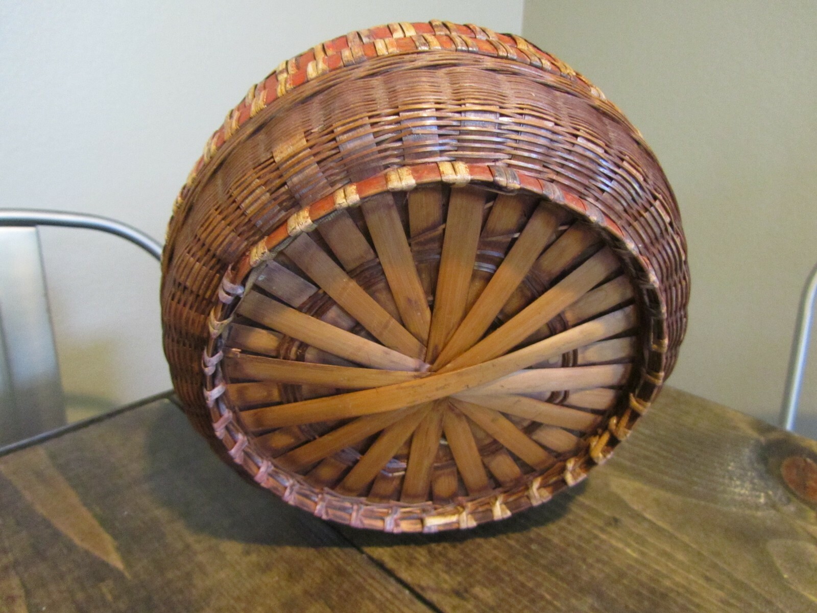 Antique Primitive Woven Round basket Unique Design with Lid Ethnic ...