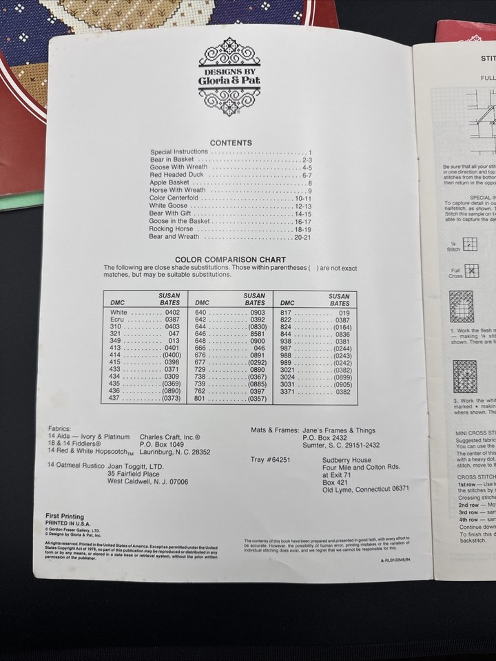 5 Counted Cross Stitch Pattern Booklets Designs by Gloria & Pat VTG 70 ...