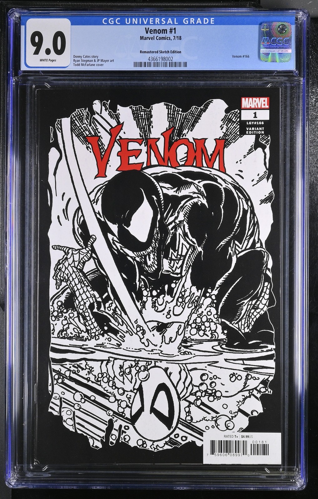 Venom #1 - CGC 9.0 - Todd Mcfarlane - Remastered B+W (1:1000) | eBay