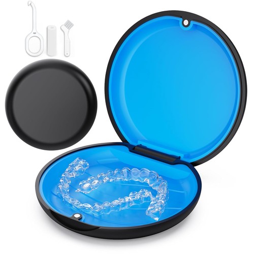 Retainer Case, Slim Aligner Case Compatible with Invisalign, Cute Black ...