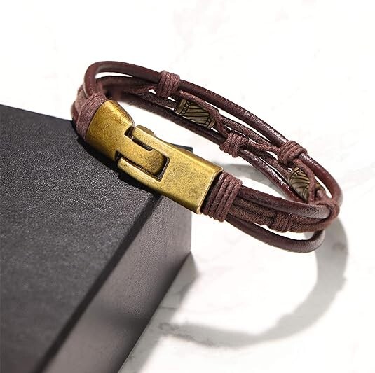 Mens Vintage Leather Wrist Band Brown Rope Bracelet Bangle Braided Cuff ...