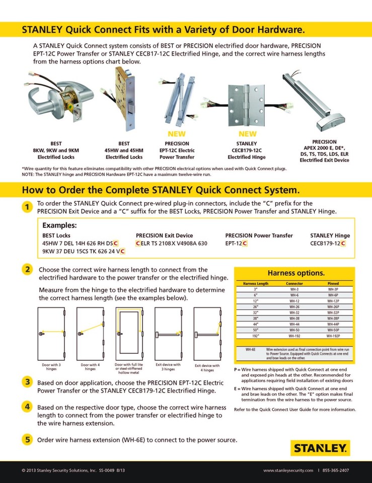 Stanley Security Solutions WH-192P 192" Wire Harness with Plugs Connect ...