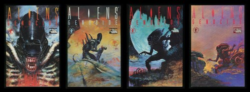 Aliens Genocide Comic Set 1-2-3-4 Lot All Front Covers Signed by Arthur ...