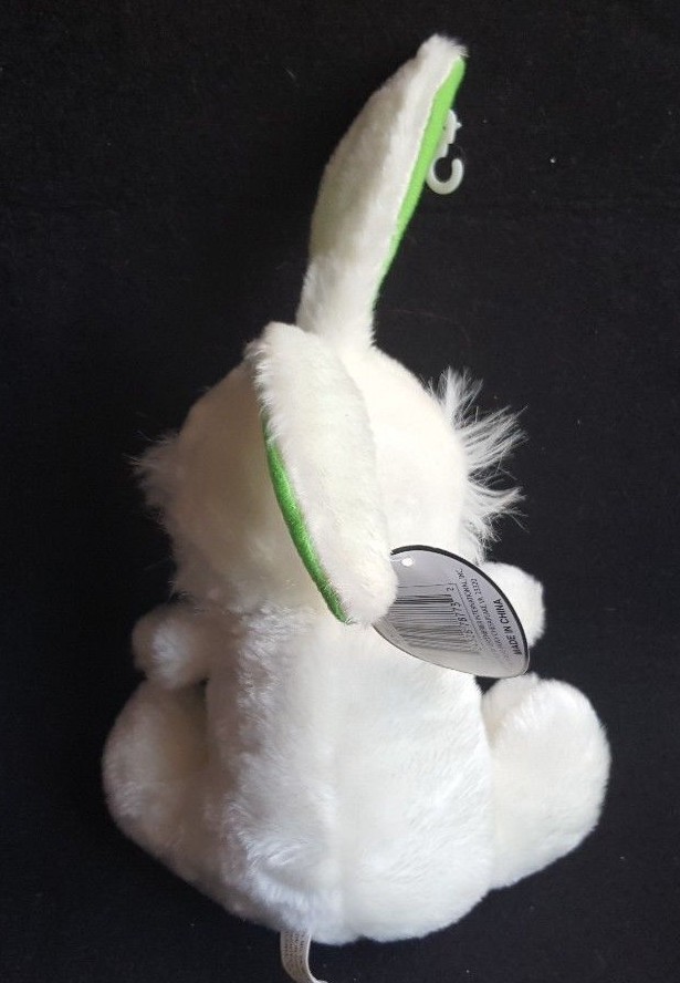 Greenbrier Intl White Bunny Rabbit Plush Stuffed Green Ears Pink Nose 9 ...