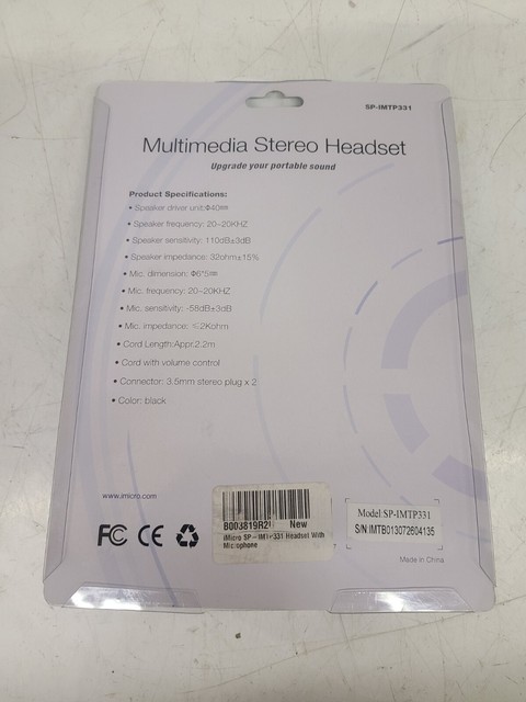 iMicro SP-IMTP331 Black Headsets for sale online | eBay