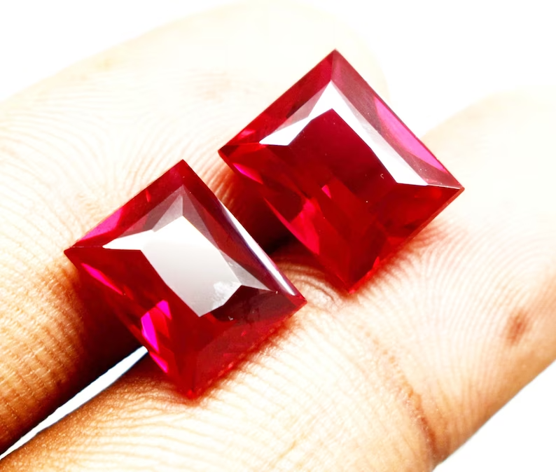 Natural Red Ruby Princess Cut 14-18 Ct Certified Gemstone Latest ...