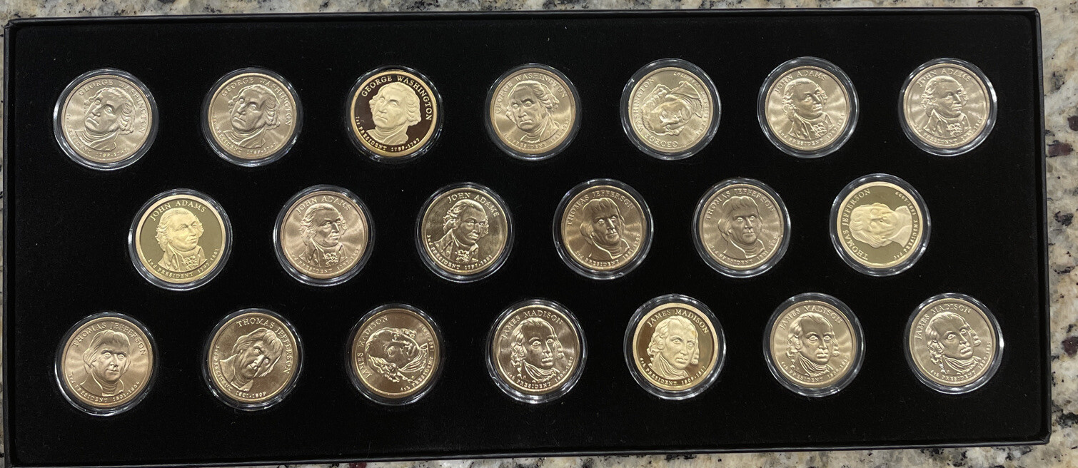 2007 Complete Presidential Dollar Set - P & D UNC, Satin and S-Proof ...