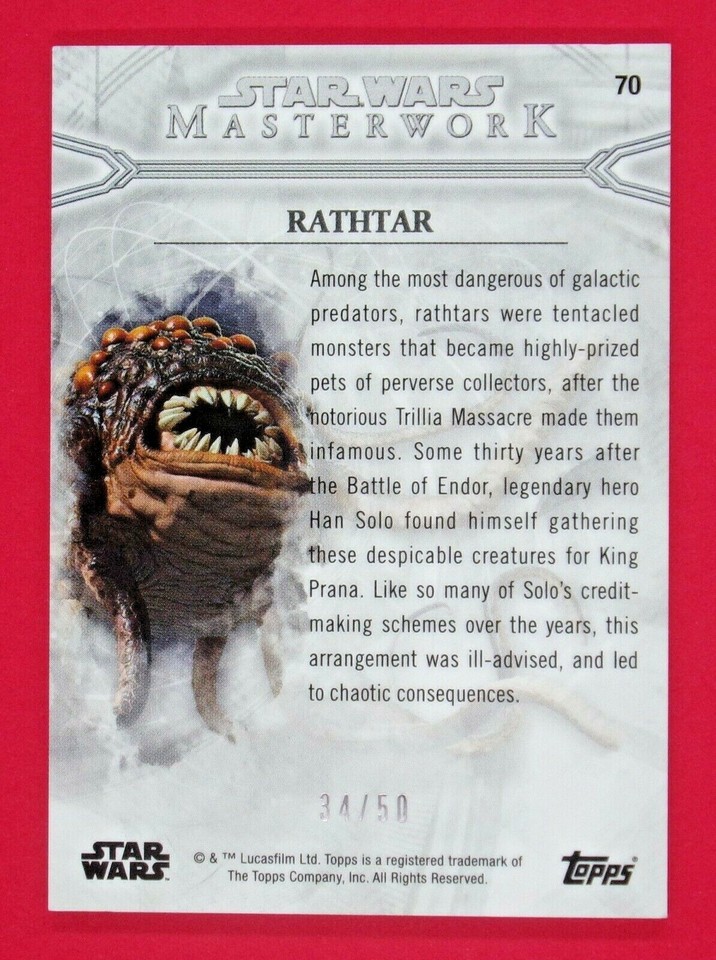 2018 Star Wars Masterwork General Rathtar 34/50 Purple Parallel #70 | eBay