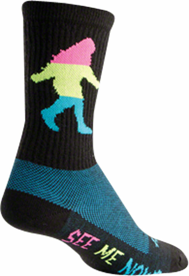 SockGuy Wool Neon Sasquatch Socks - 6 inch, Black, Small/Medium ...