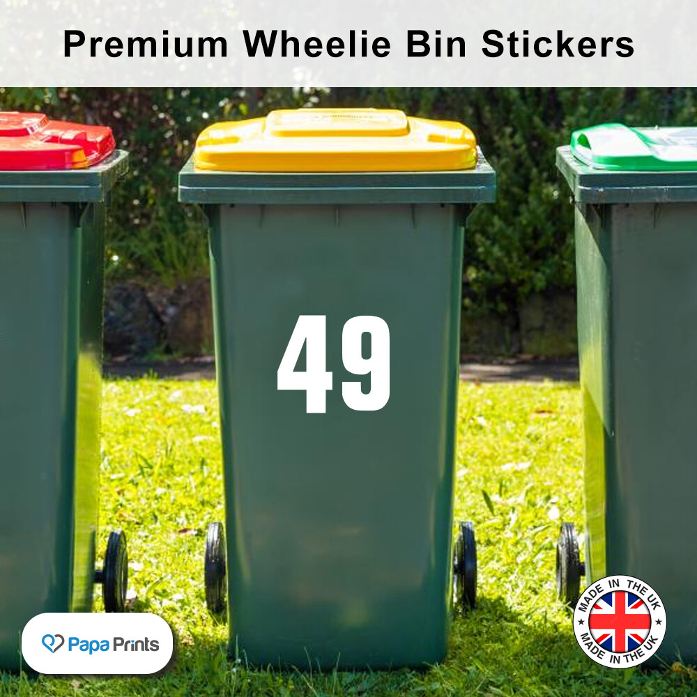 Personalised White Wheelie Bin House Numbers Stickers Dustbin Sticker ...