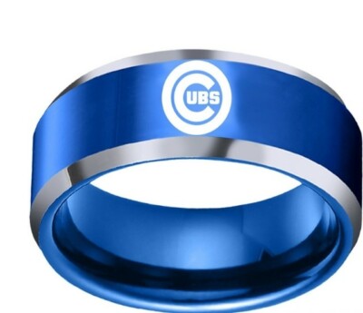 Chicago Cubs C Logo Blue Stainless Steel Men's Fashion Band Ring Size 6 ...