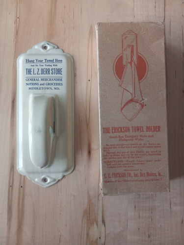 Vintage Erickson Towel Holder Tin Advertising Wall mount New Old Stock ...