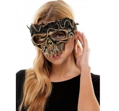 Skull Voodoo Half Mask - Plastic - Deluxe Costume Accessory - One Size ...