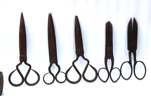 Antique Scissors Original Iron Scissors set of 5 Vintage Tool Handmade ...