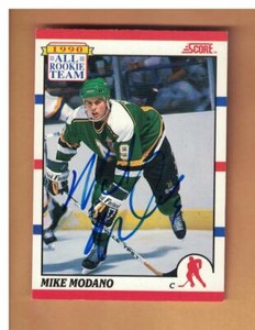 Mike Modano AUTOGRAPHED 1990-91 SCORE ROOKIE HOCKEY CARD SIGNED ...