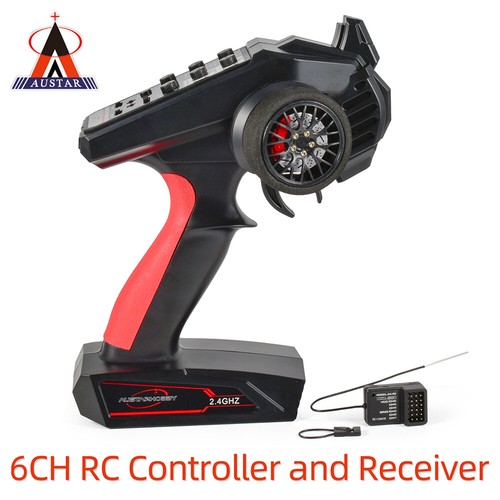 AUSTAR RC Controller Transmitter and Receiver 2.4G 6CH for 1/10 1/8 RC ...