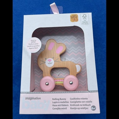 ROLLING BUNNY 6m+ Baby Toy Wooden Rabbit (Toys'R'Us Boxed Sensory UK P ...