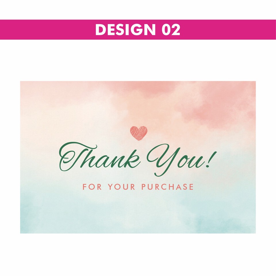 Thank You For Your Purchase/Order Cards Small Business Card 400gsm, 20/ ...