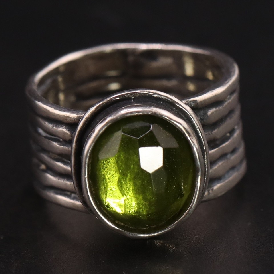 Sterling Silver - SILPADA Faceted Green Glass Gem Cocktail Ring Size 8 - 8.5g | eBay