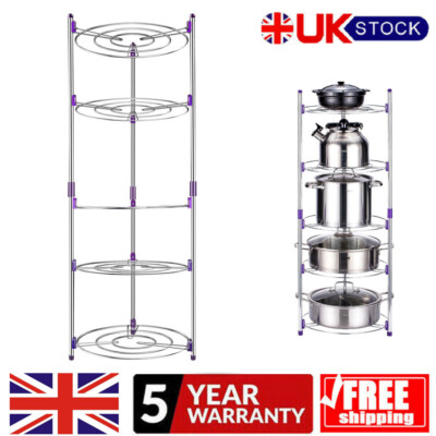 5-Tires KITCHEN PAN STAND SAUCEPAN POT FRYING PAN RACK HOLDER CHROME ...