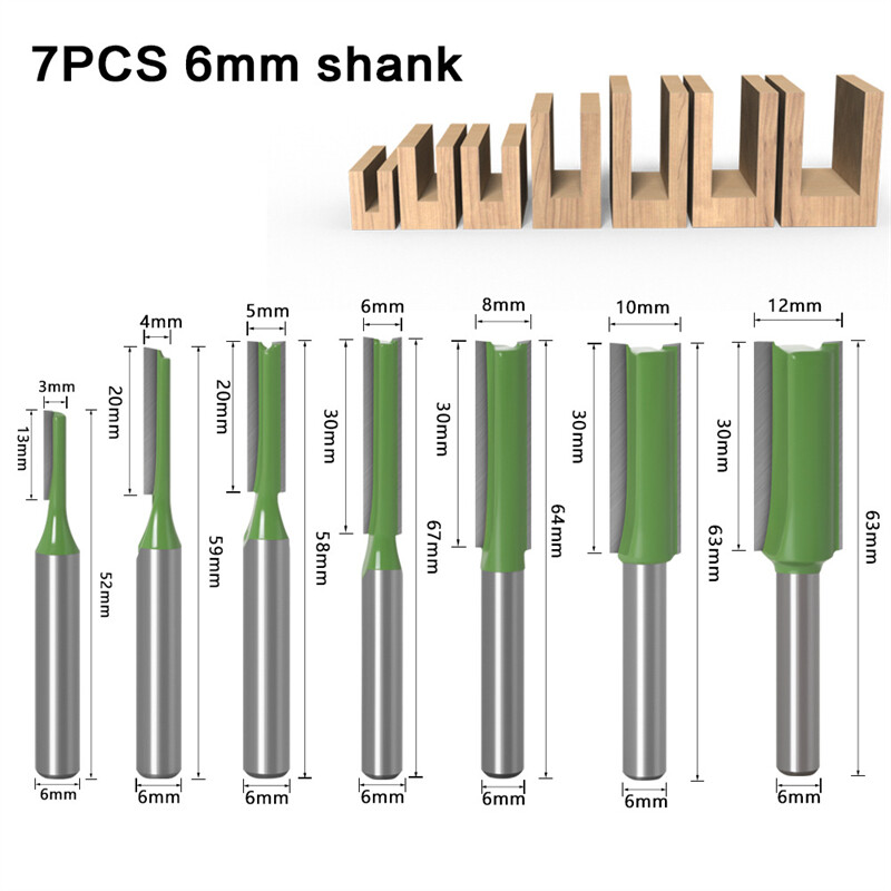1/4" Shank Blade Double Flutes Straight Router Bit Carve Trim Cutter ...