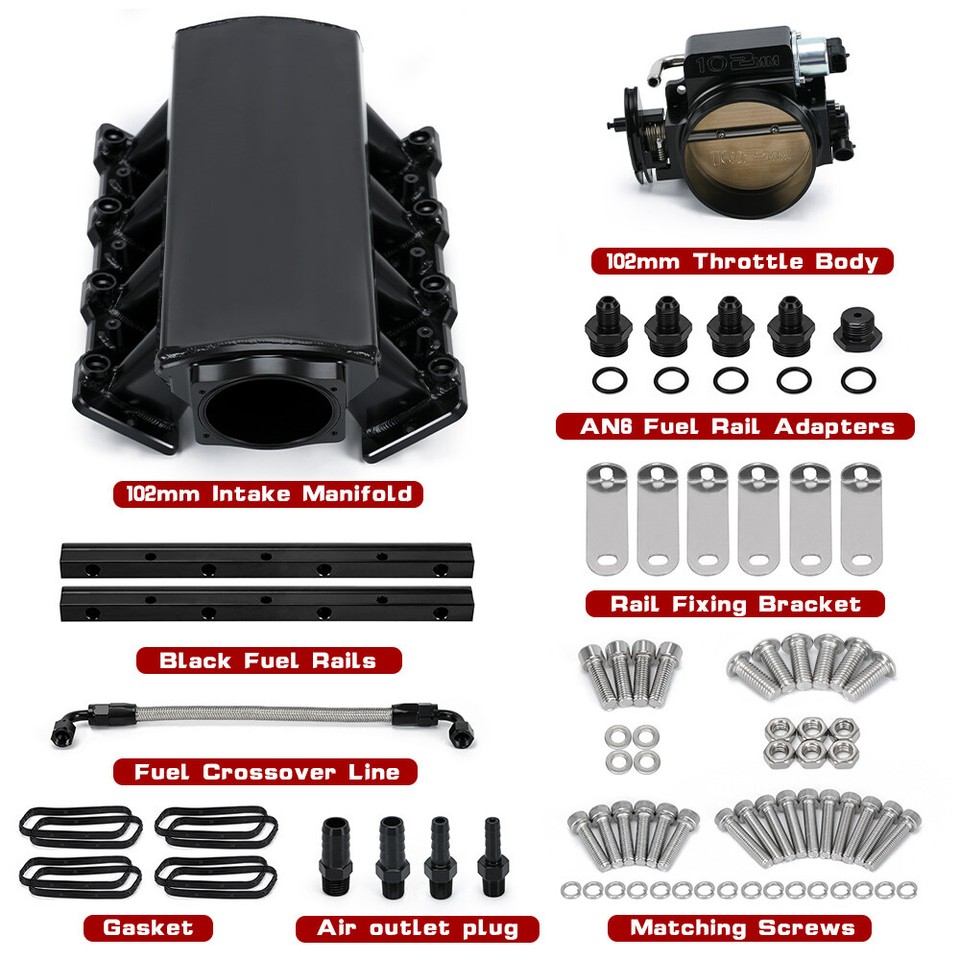 102mm LS1 LS2 LS6 Low Intake Manifold With Fuel Rails For 5.3 5.7L 6.0L ...