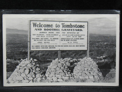 Welcome To Tombstone and Boothill Graveyard Sign Arizona RPPC UNPOSTED ...