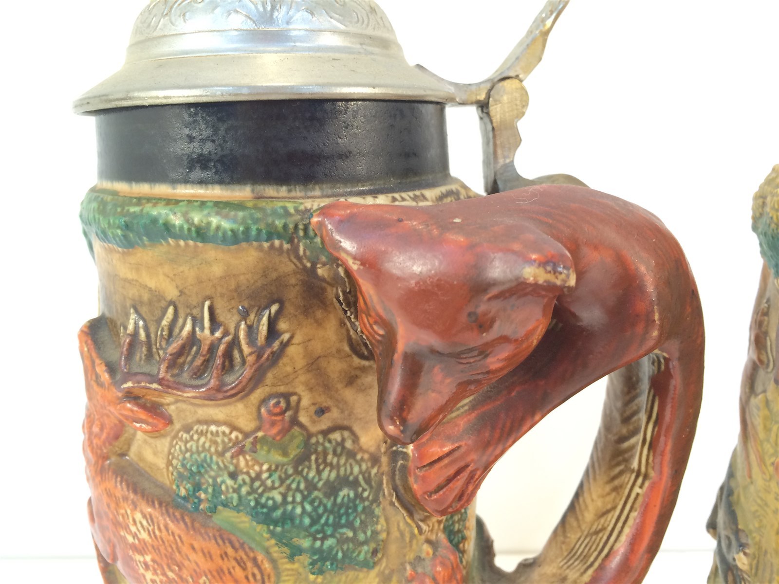 Vintage Die Griine Freid - Des Yager Freiid Lidded German Beer Stein ...