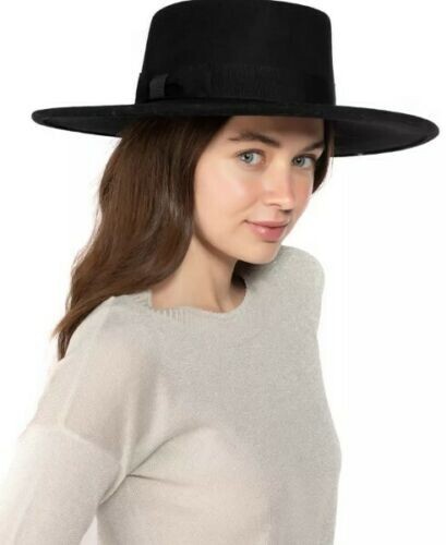 Nine West Wool Felt Telescope Floppy Fedora Hat Black Rtl $98 | eBay